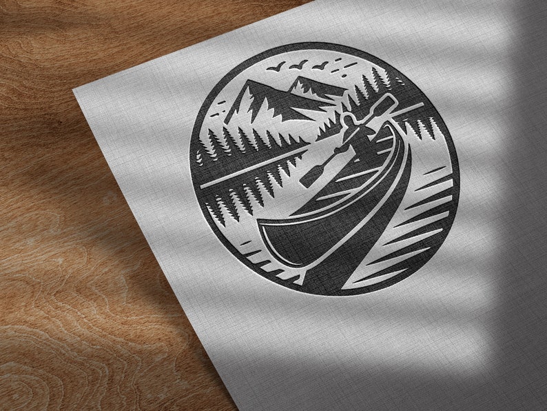 Canoe Boat Mountain Cut File | Outdoor Canoeing Vector Graphic ...