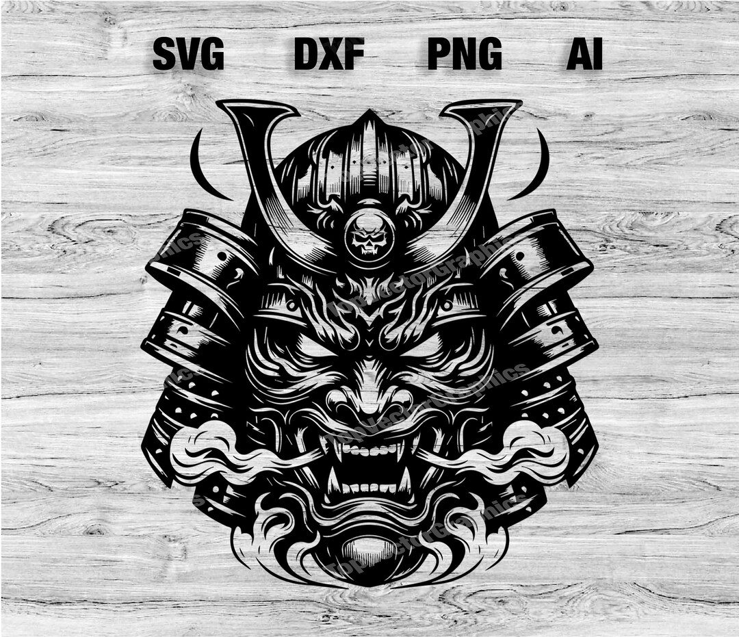 Vintage Samurai Face Mask Cut Files | Samurai Mask Vector Silhouette ...