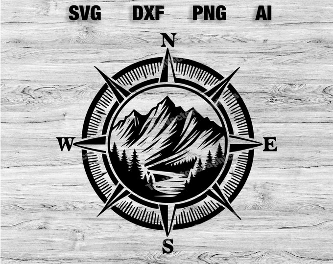 Compass Star Svg, Mountains Svg, off Road, Adventure, Outdoor. Vector ...