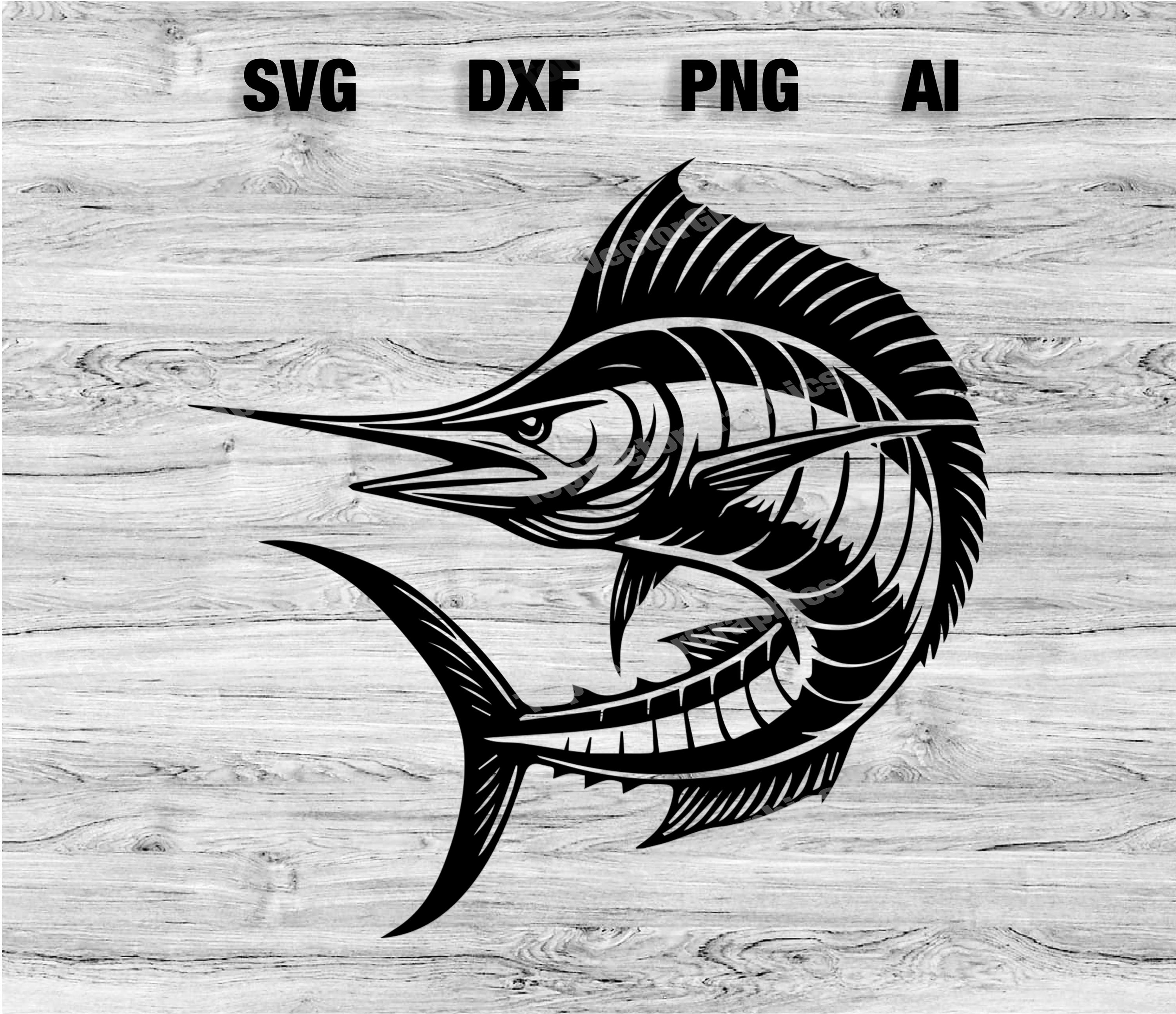 Marlin Fish Cut File | Outdoor Fishing Graphic Wall Art Silhouette ...