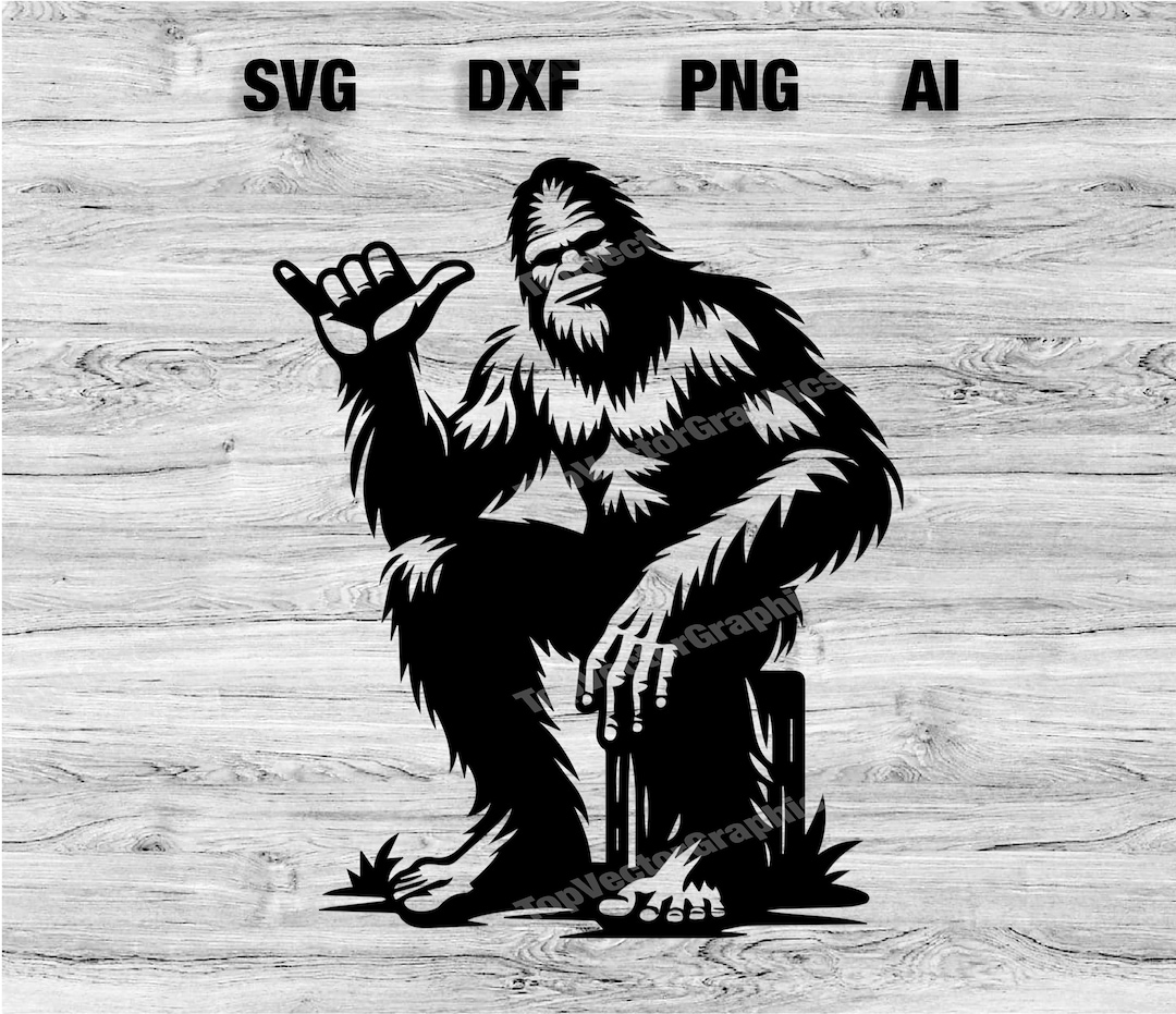 Bigfoot Hang Loose Silhouette Cut Files | Fun Bigfoot Vector Silhouette ...