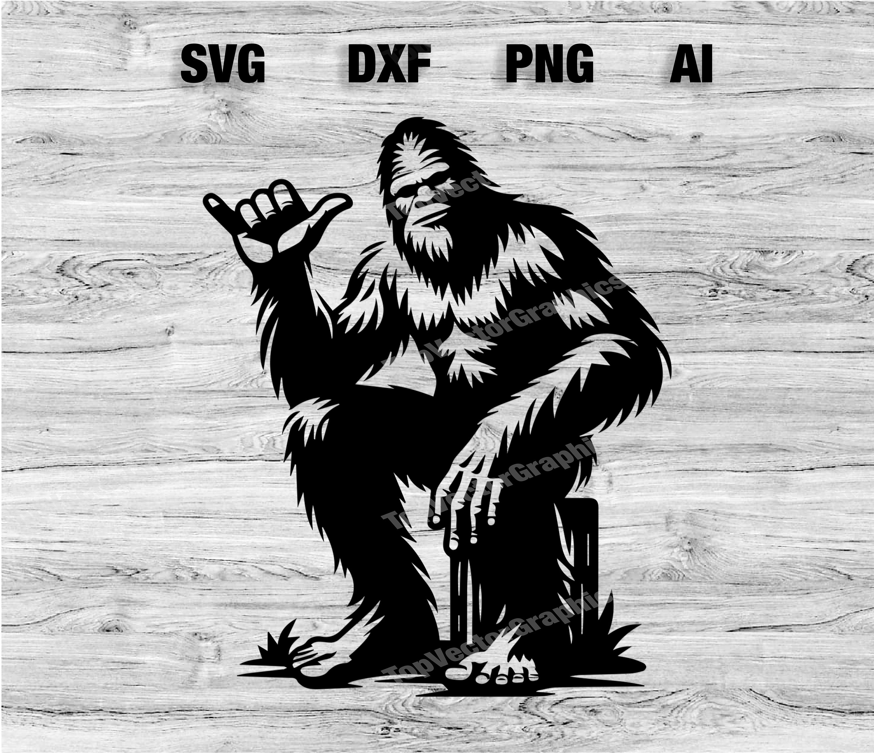 Bigfoot Hang Loose Silhouette Cut Files Fun Bigfoot Vector Silhouette ...