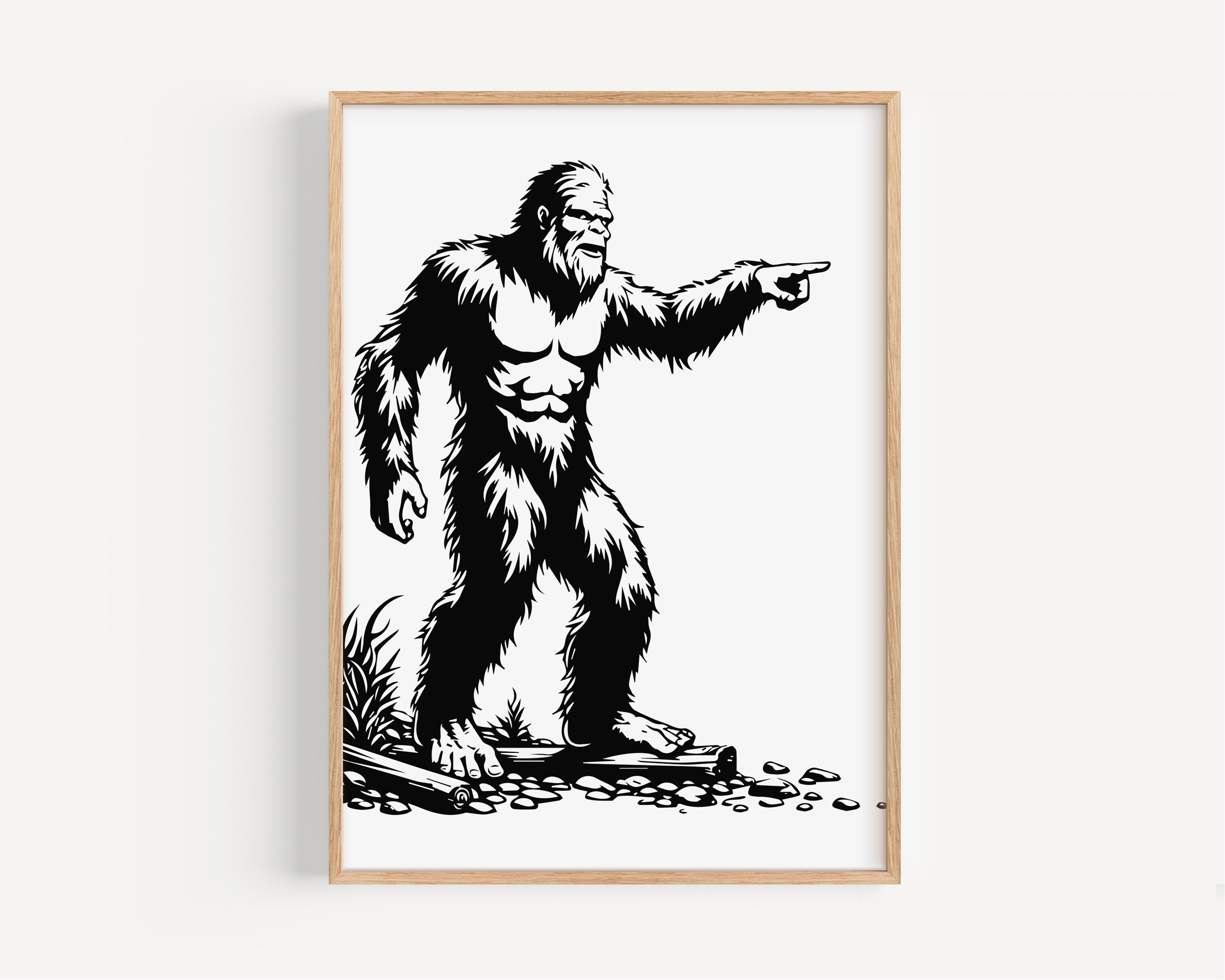 Bigfoot Pointing Silhouette Cut Files | Fun Bigfoot Vector Silhouette ...