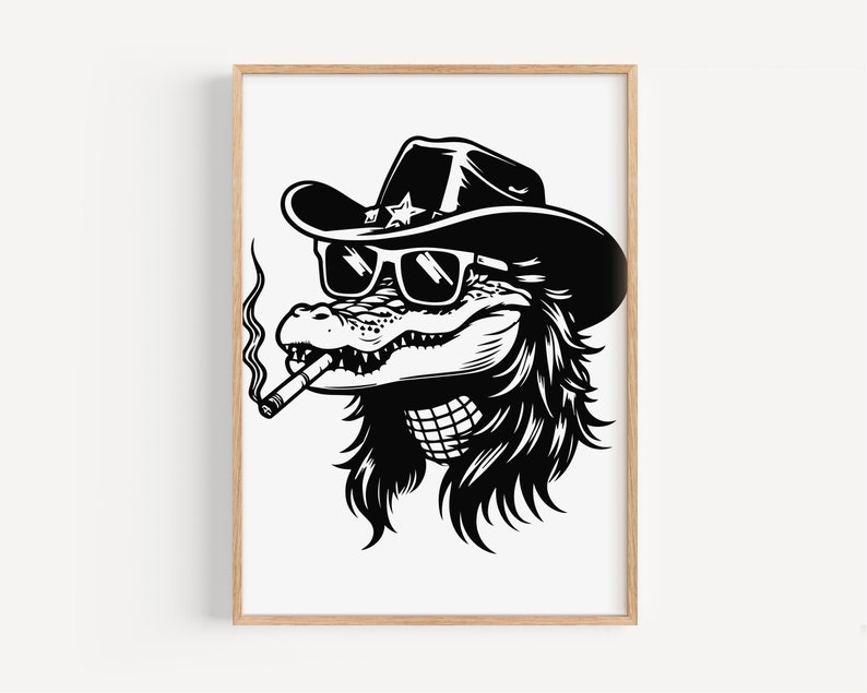Gator Mullet With Sunglasses Smoking File Cool Gator Cowboy Hat ...