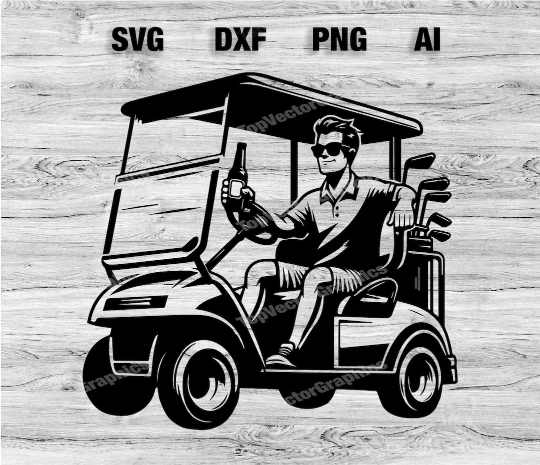 Golfer Drinking Beer Cut Files | Golf Cart Vector Silhouette, Cameo ...