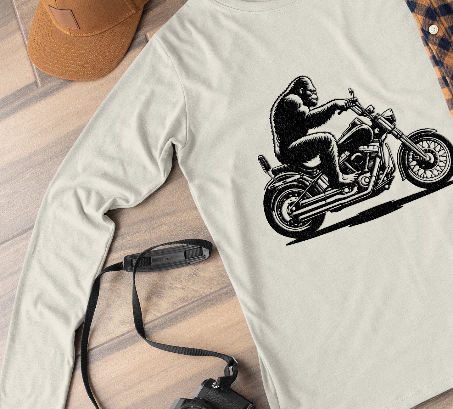 Bigfoot Riding Motorcycle Cut Files | Bigfoot Harley Vector Silhouette ...