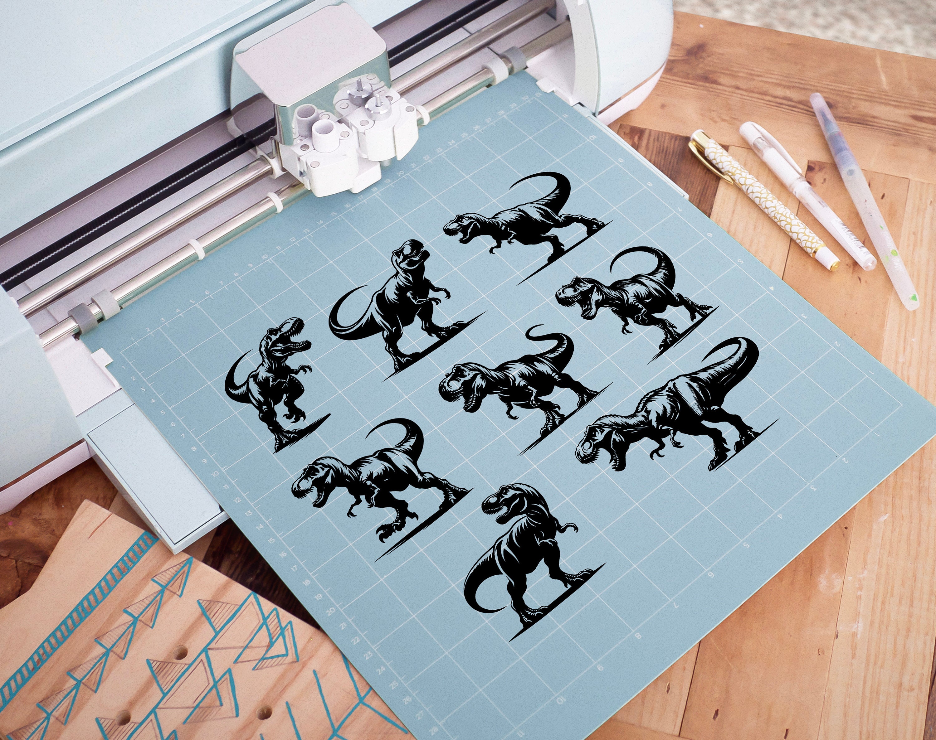 8 T-rex Cut Files T-rex Dinosaur Vector Graphic Silhouette, Cameo ...