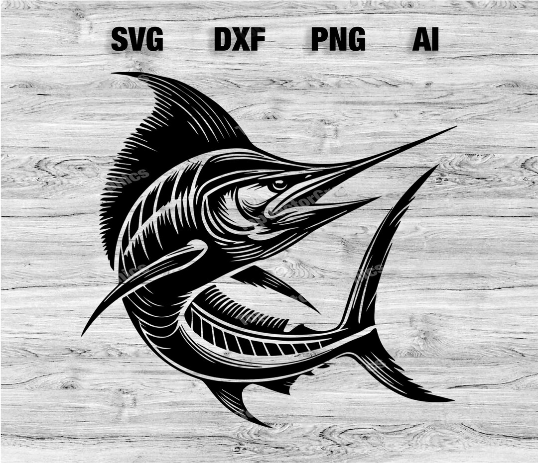 Marlin Fish Cut File | Outdoor Fishing Graphic Wall Art Silhouette ...