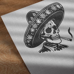 Mariachi Skeleton Smoking Files 420 Skull Vector Silhouette, Cameo ...