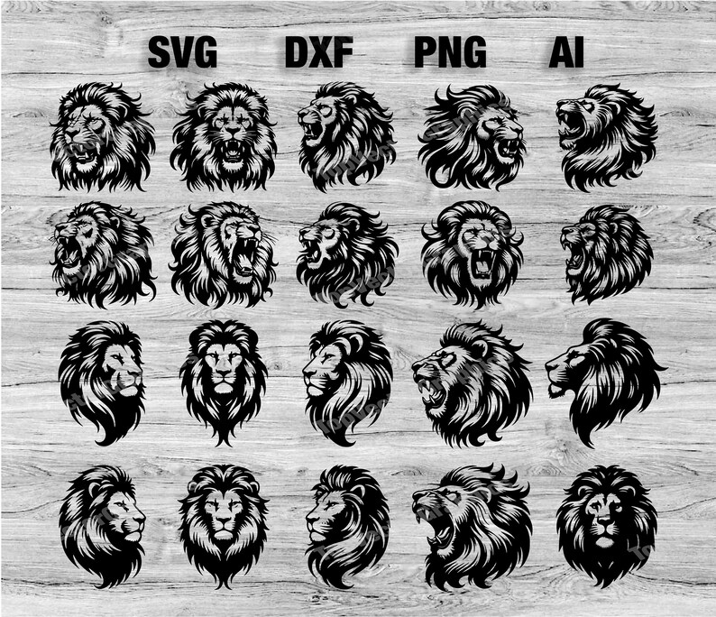 20 Lion Head Cut Files Lion King Vector Graphic Silhouette, Cameo ...