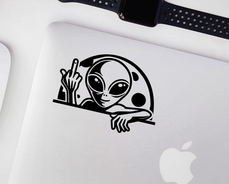 Peeking Alien Middle Finger | Alien Flip off Vector Graphic Laser File ...