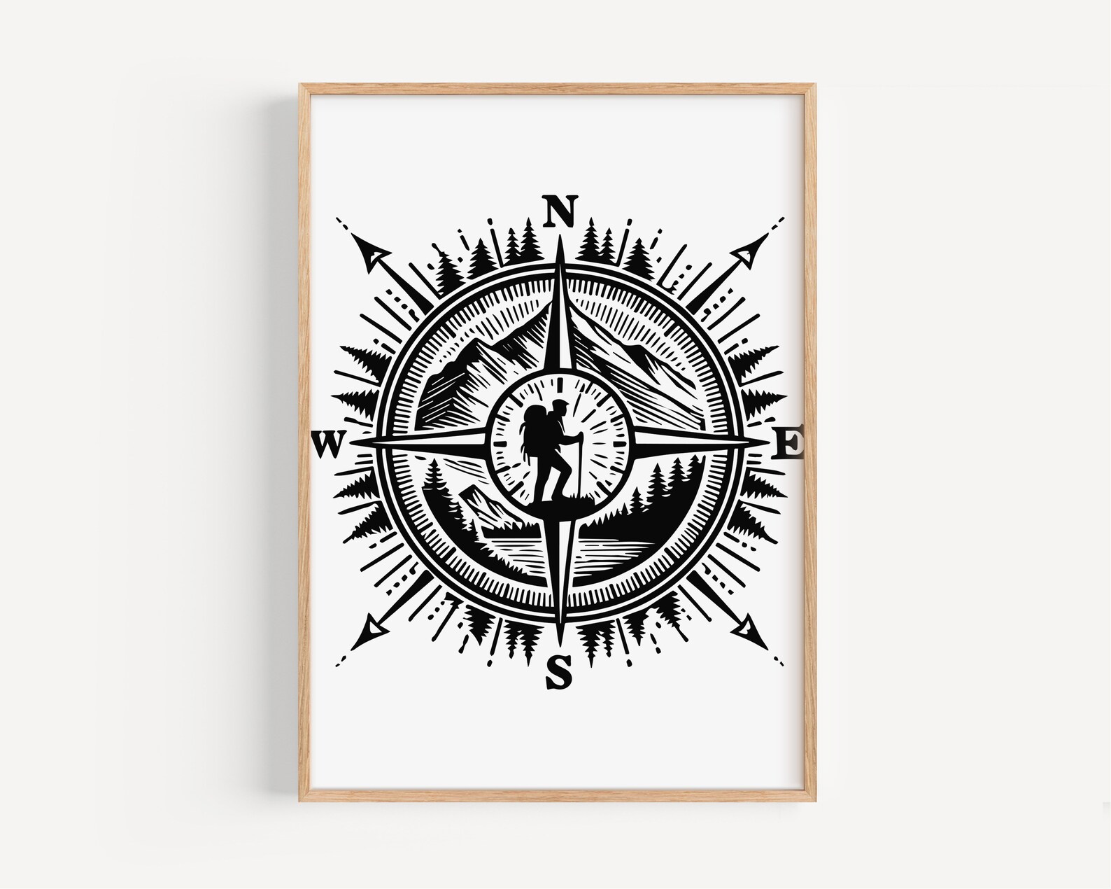 Compass Mountain Cut File | Outdoor Compass Rose Vector Graphic ...