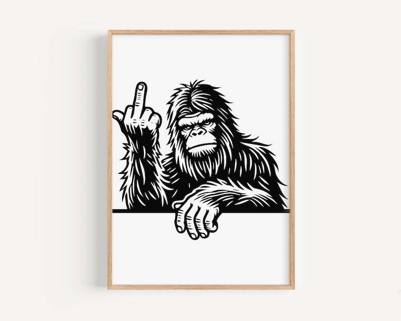 Peeking Bigfoot Middle Finger | Bigfoot Vector Graphic Laser File ...