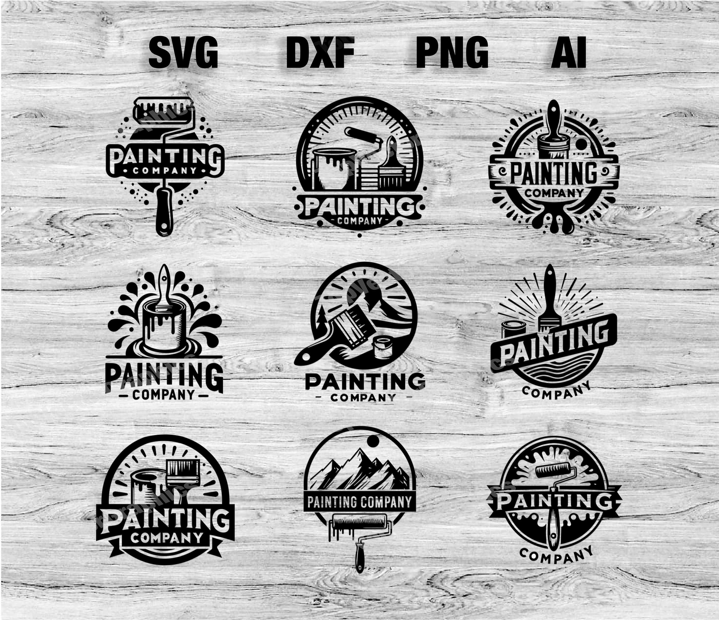 9 Professional Painting Company Logo Design - SVG, PNG, Dxf, AI Files ...