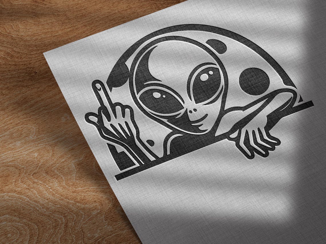 Peeking Alien Middle Finger | Alien Flip off Vector Graphic Laser File ...
