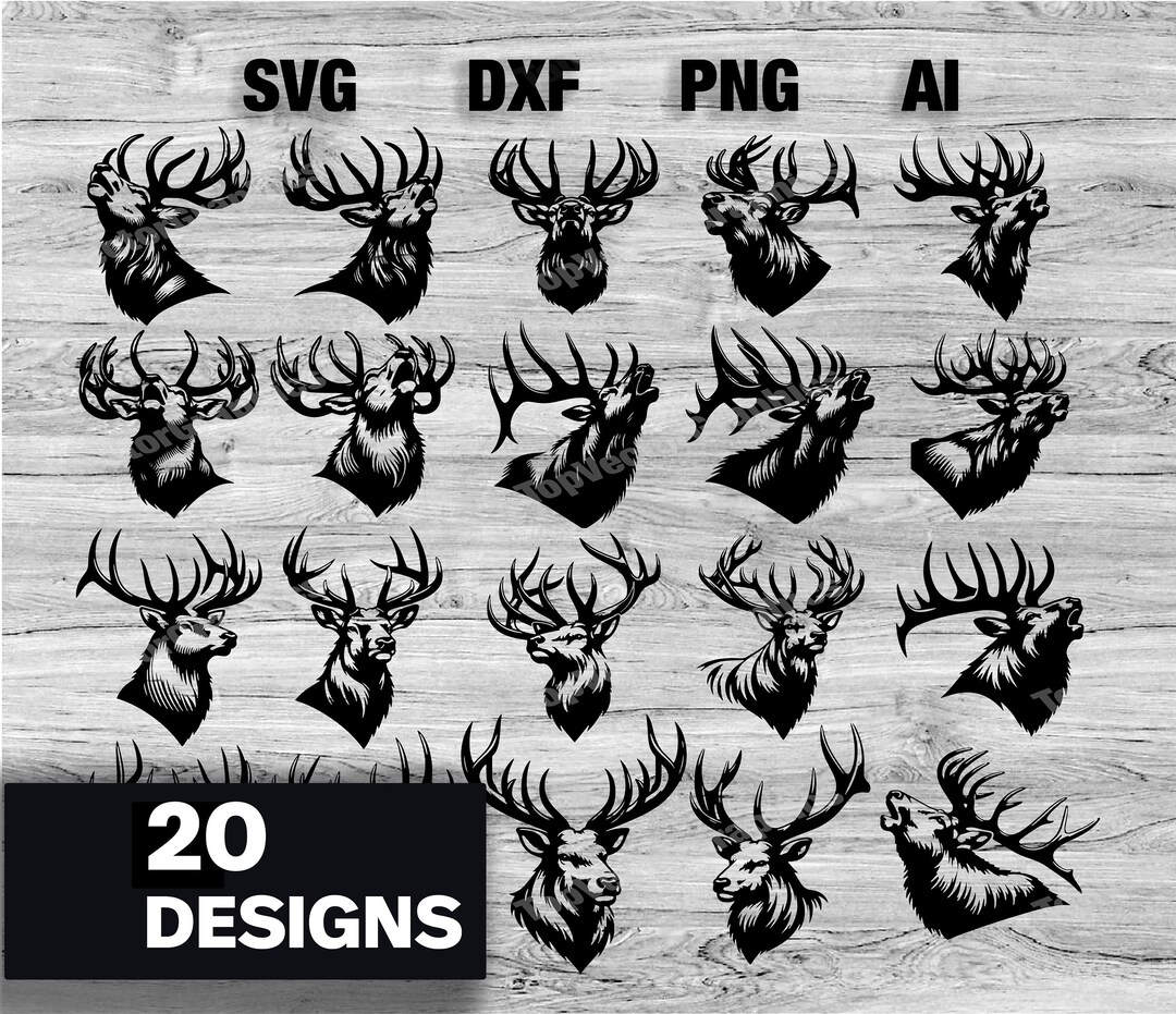 20 Dear Head SVG | Buck Svg, Hunting Svg, Dear Svg, Dear Silhouette ...