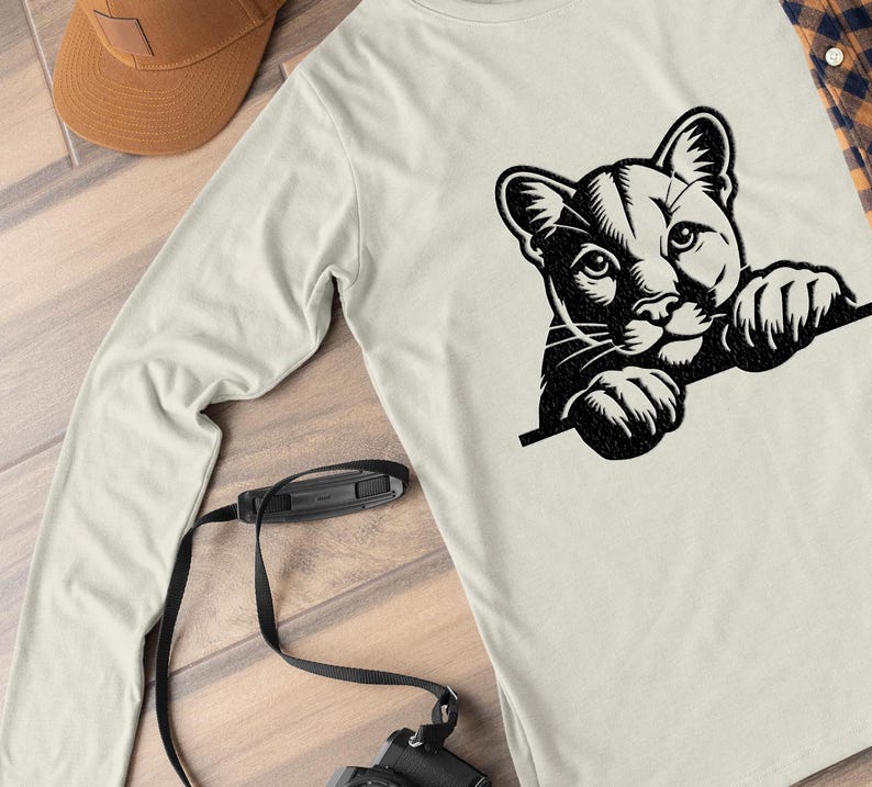 Peeking Puma Head | Feline Vector Graphic Laser File Silhouette Clip ...