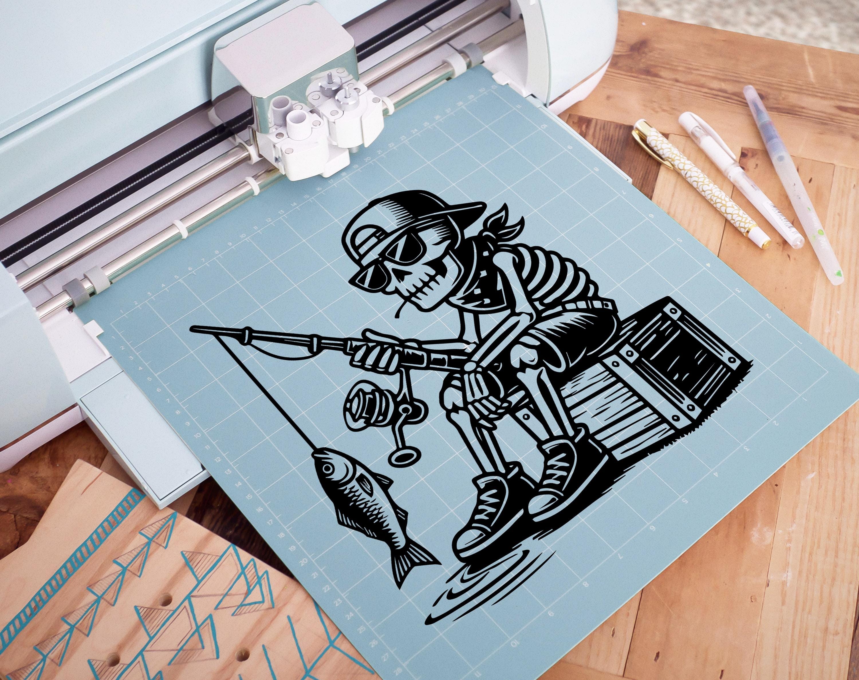 Skeleton Fishing Vector Graphic for DIY Crafts and Projects | Skull ...
