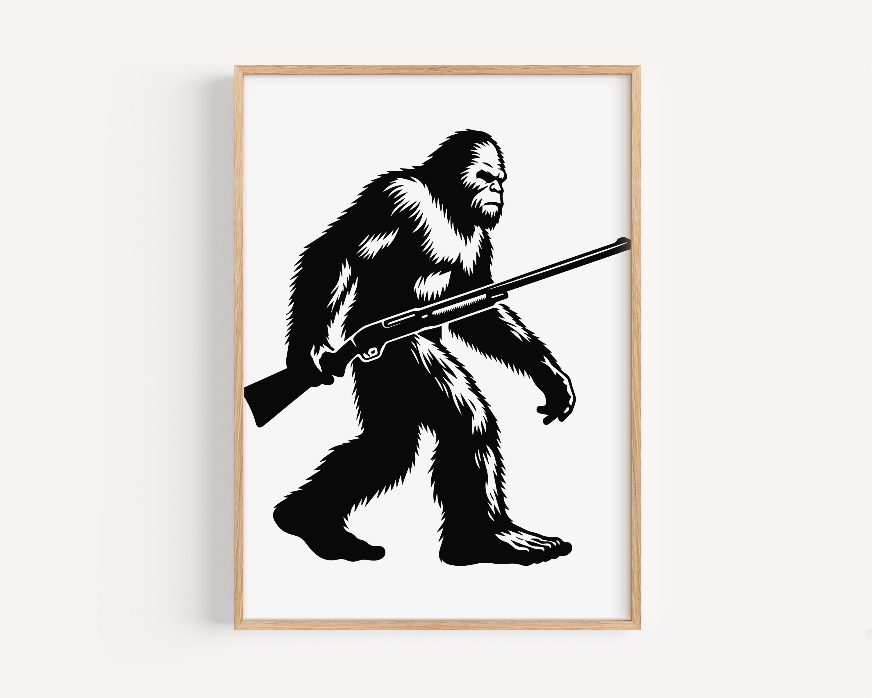 Bigfoot With Shotgun Silhouette Cut Files Fun Bigfoot Vector Silhouette ...
