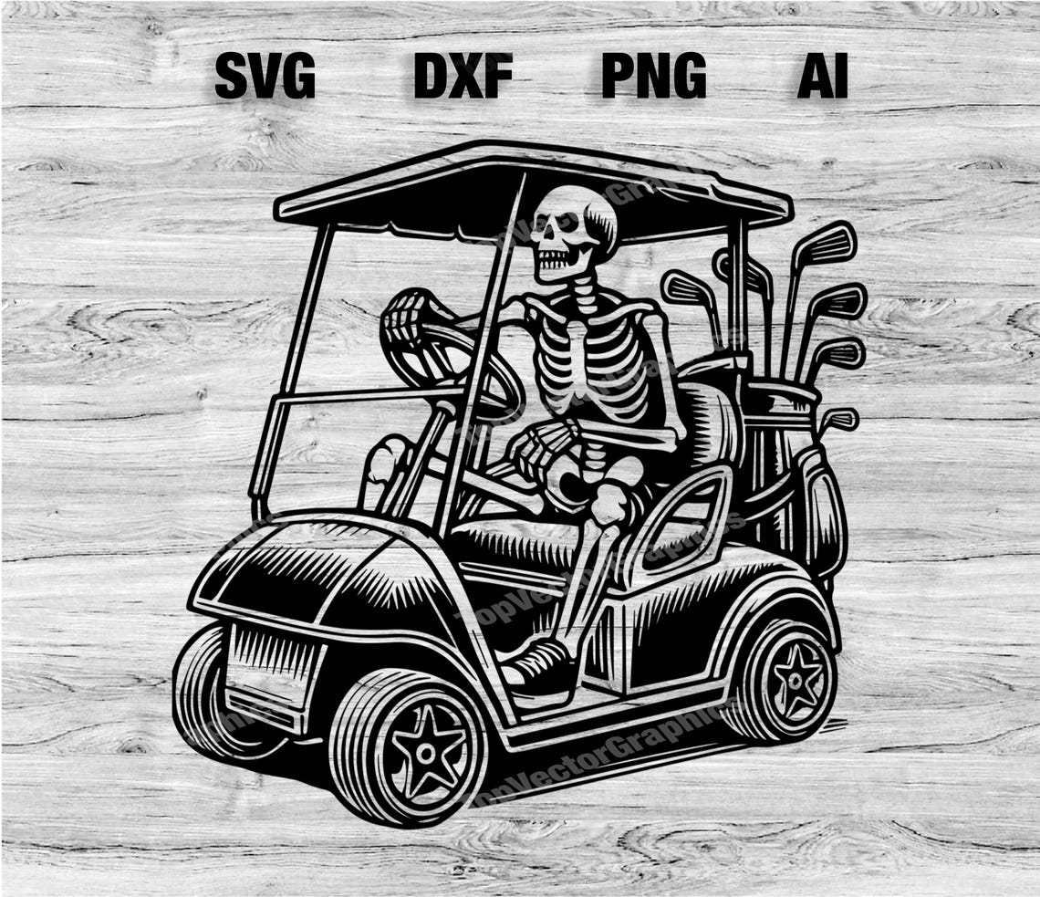 Skeleton Golf Cart Premium SVG for DIY Crafts and Project | Skull ...