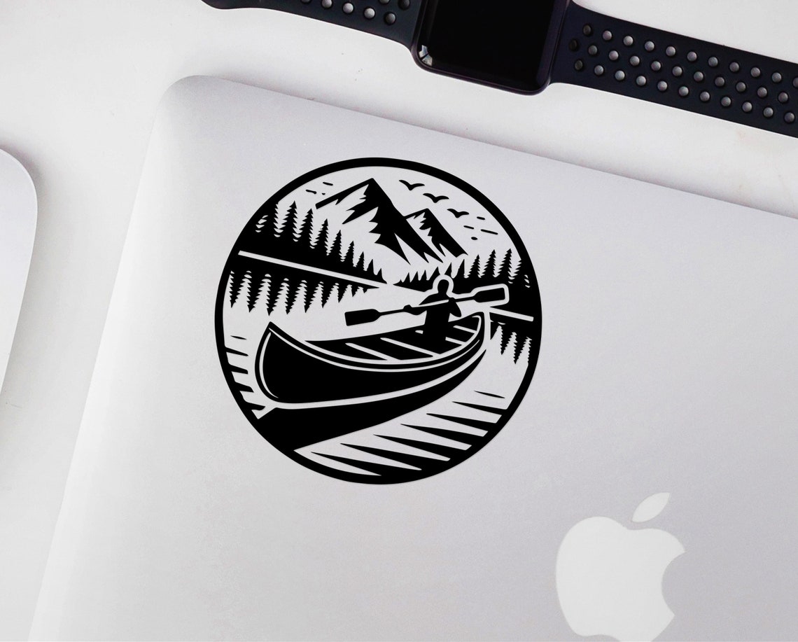 Canoe Boat Mountain Cut File | Outdoor Canoeing Vector Graphic ...