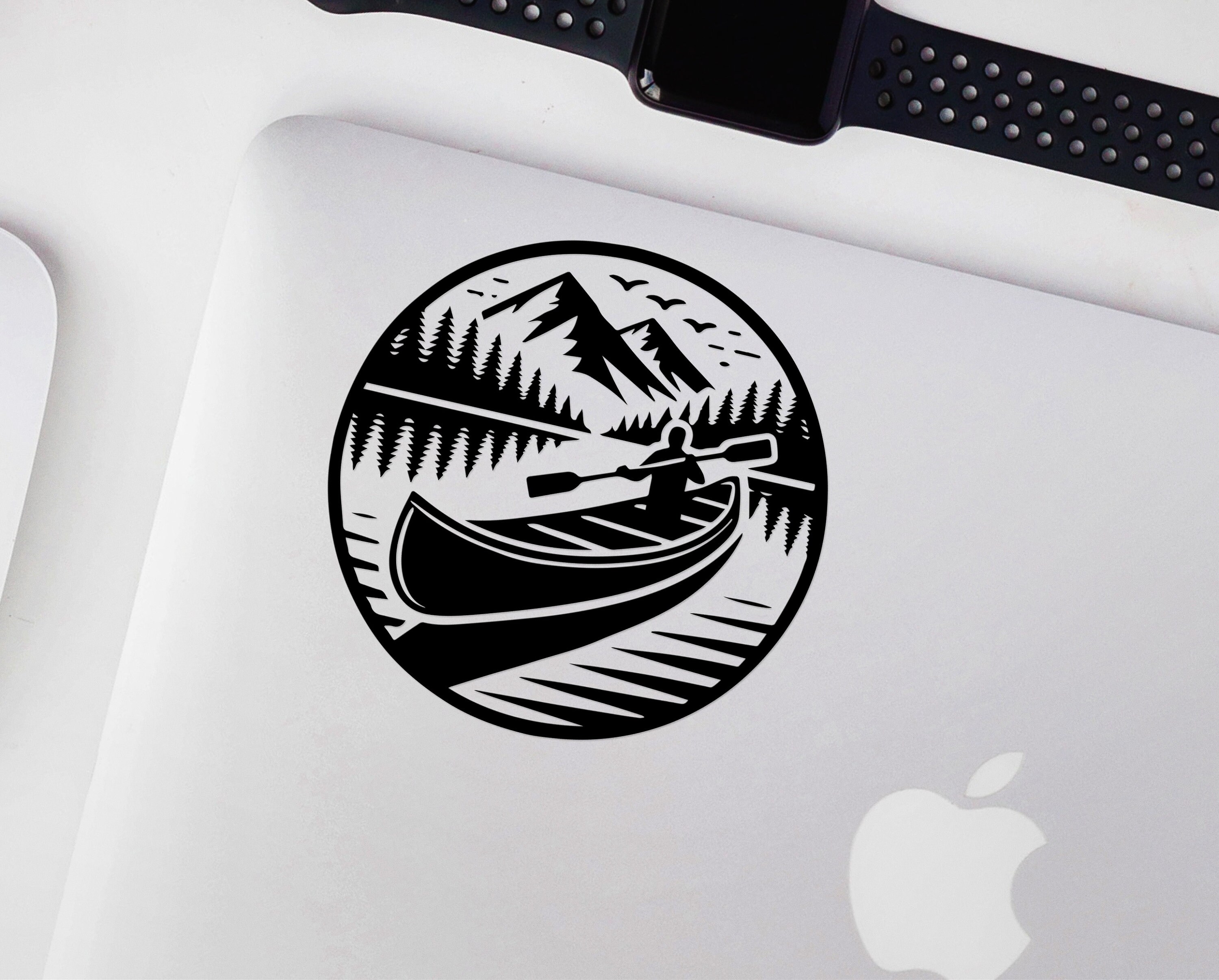 Canoe Boat Mountain Cut File | Outdoor Canoeing Vector Graphic ...