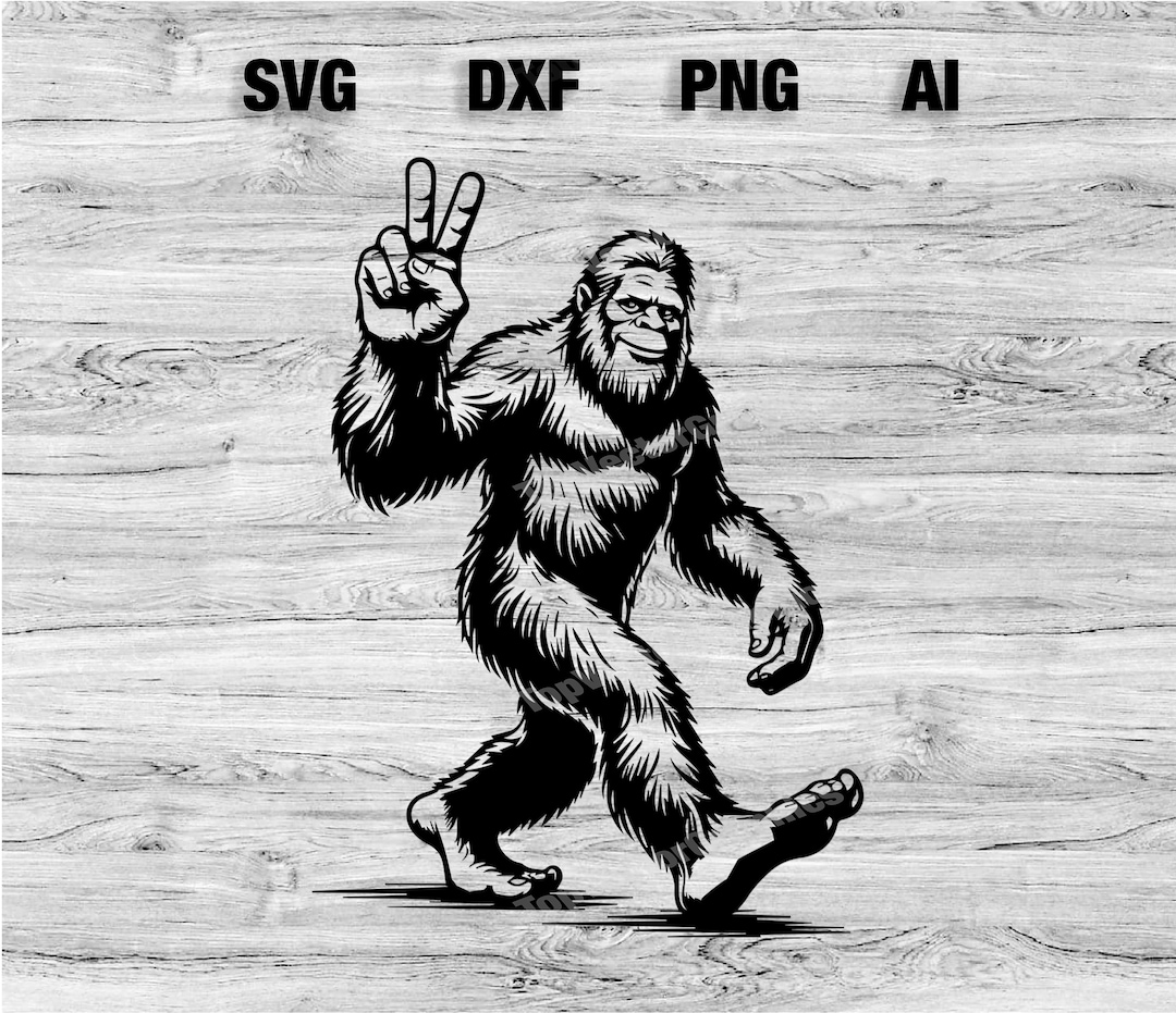 Bigfoot Peace Sign Cut Files | Fun Bigfoot Peace Vector Silhouette ...