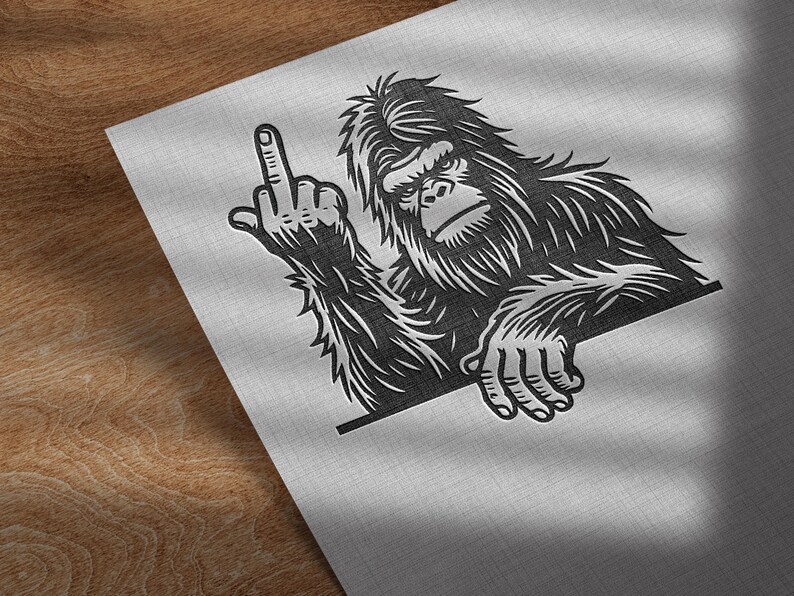 Peeking Bigfoot Middle Finger | Bigfoot Vector Graphic Laser File ...