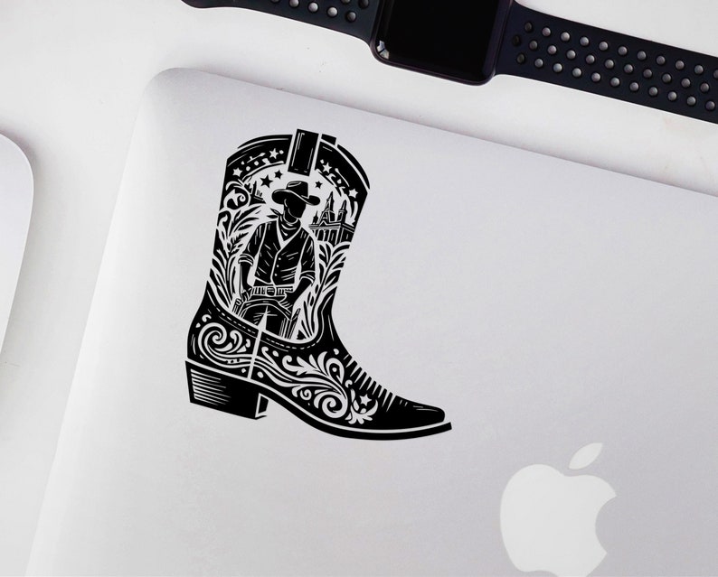 Cowboy Boot Wild West Scene Cut File | Western Graphic Wall Art ...