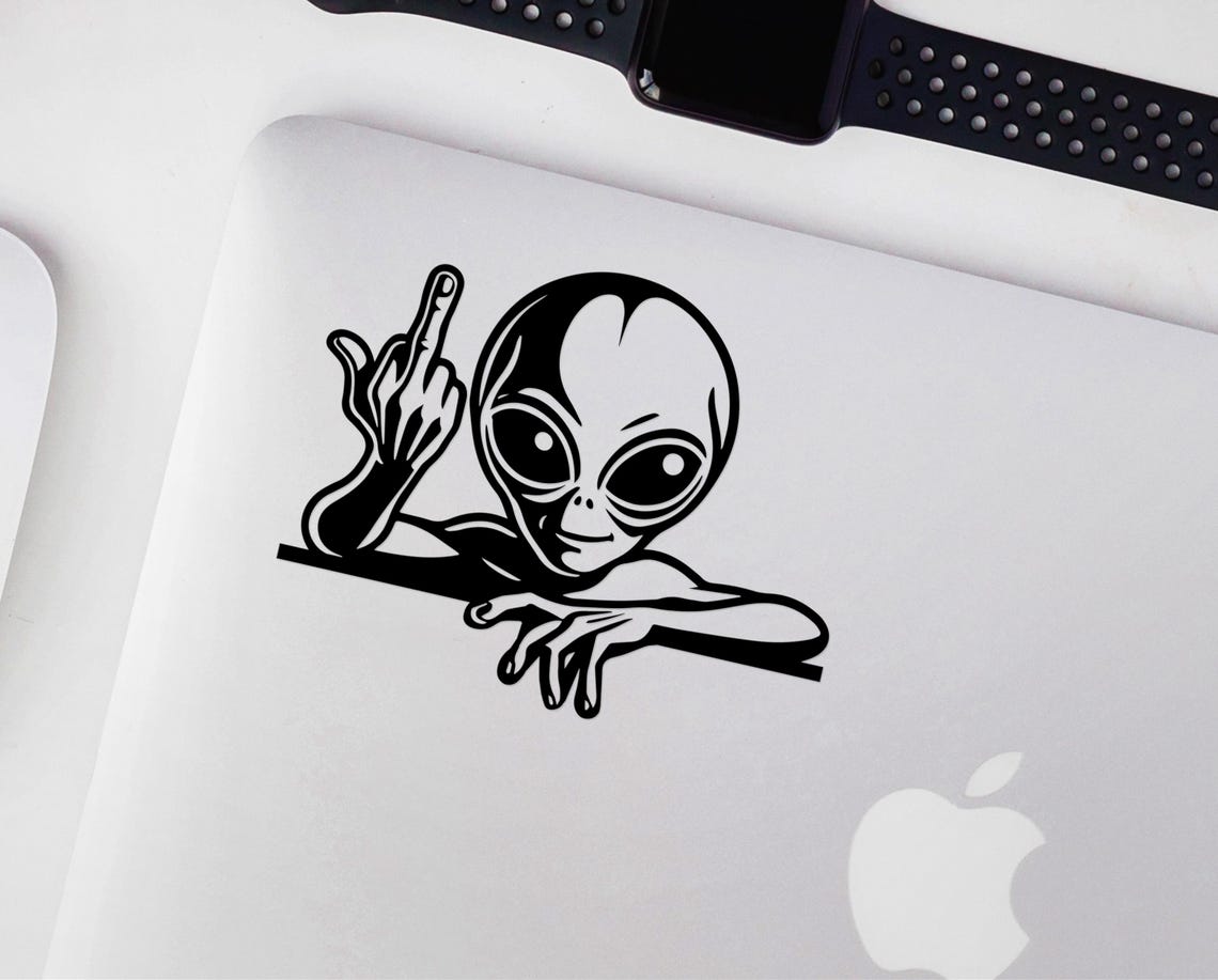 Peeking Alien Middle Finger | Alien Flip off Vector Graphic Laser File ...