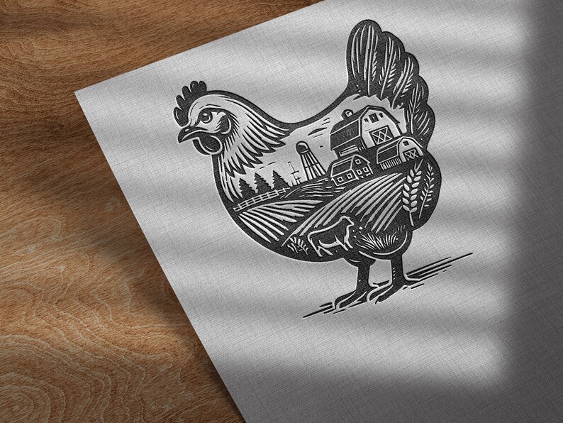 Chicken Farm Scene Cut File | Rooster Graphic Wall Art Silhouette ...
