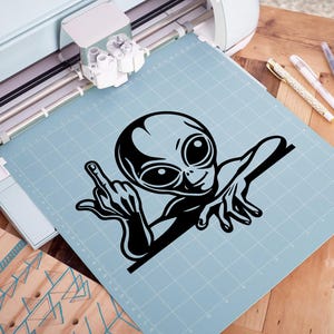 Peeking Alien Middle Finger | Alien Flip off Vector Graphic Laser File ...