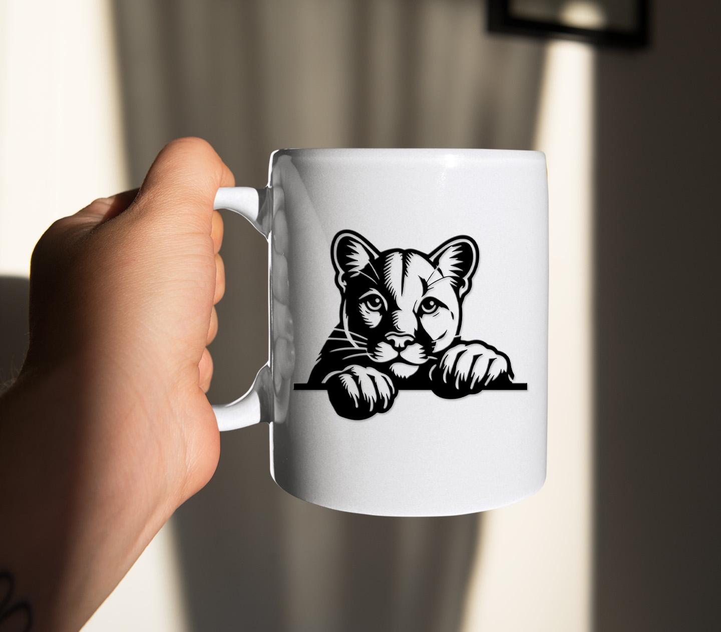 Peeking Puma Head | Feline Vector Graphic Laser File Silhouette Clip ...