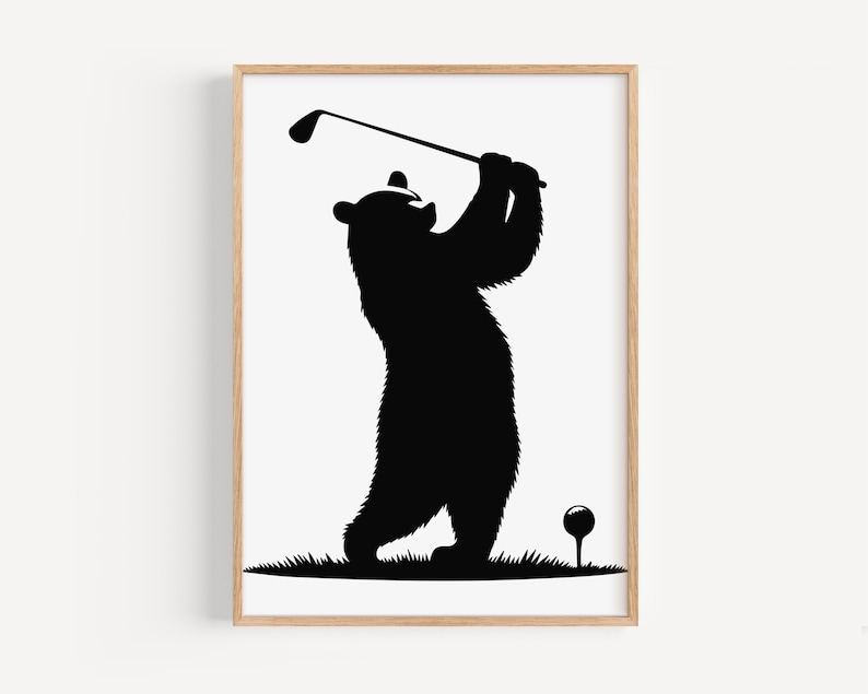 Bear Golfing Silhouette Cut Files | Fun Bear Golfer Vector Silhouette ...
