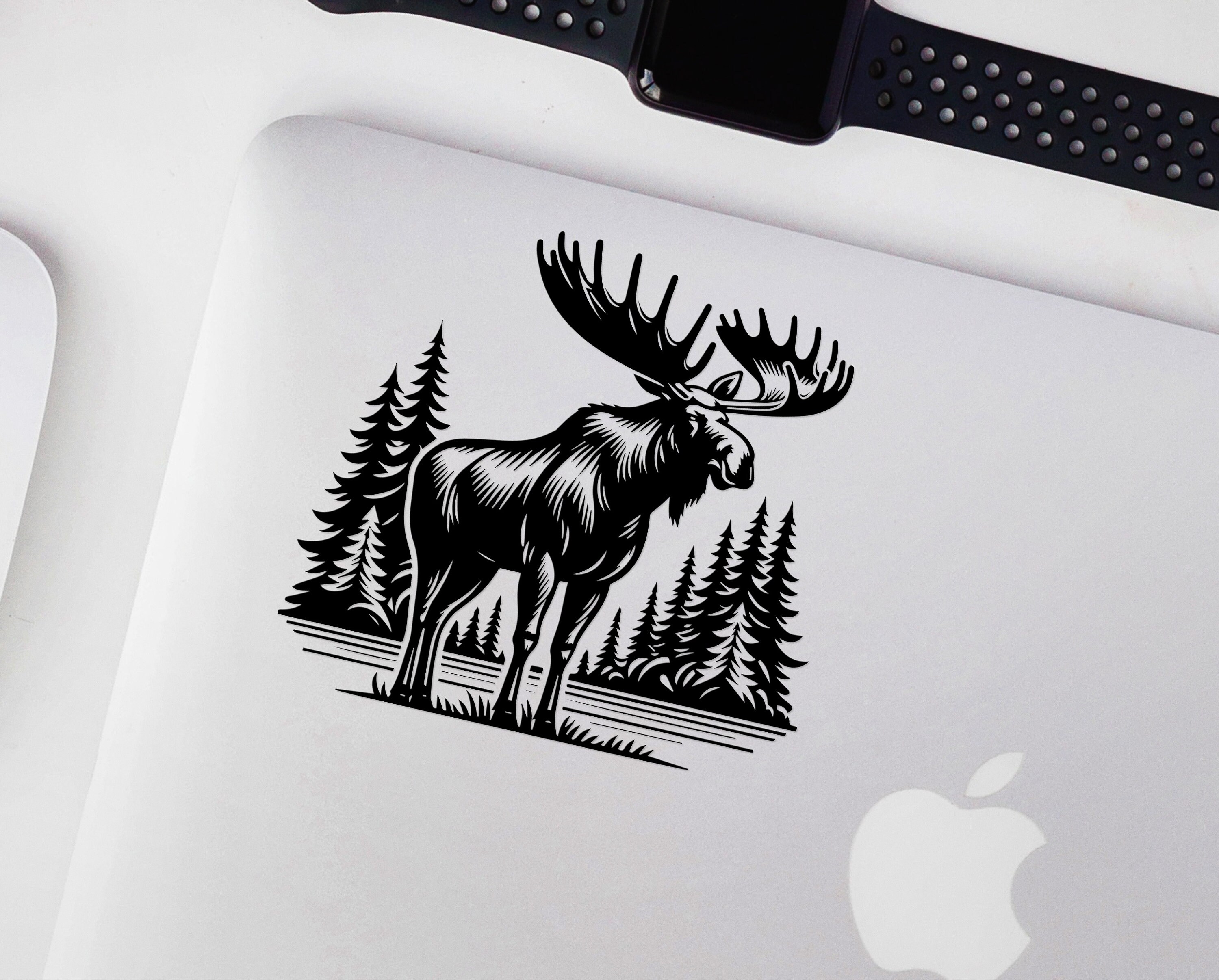 Moose Nature Scene Cut Files | Moose Tree Scene Vector Graphic ...