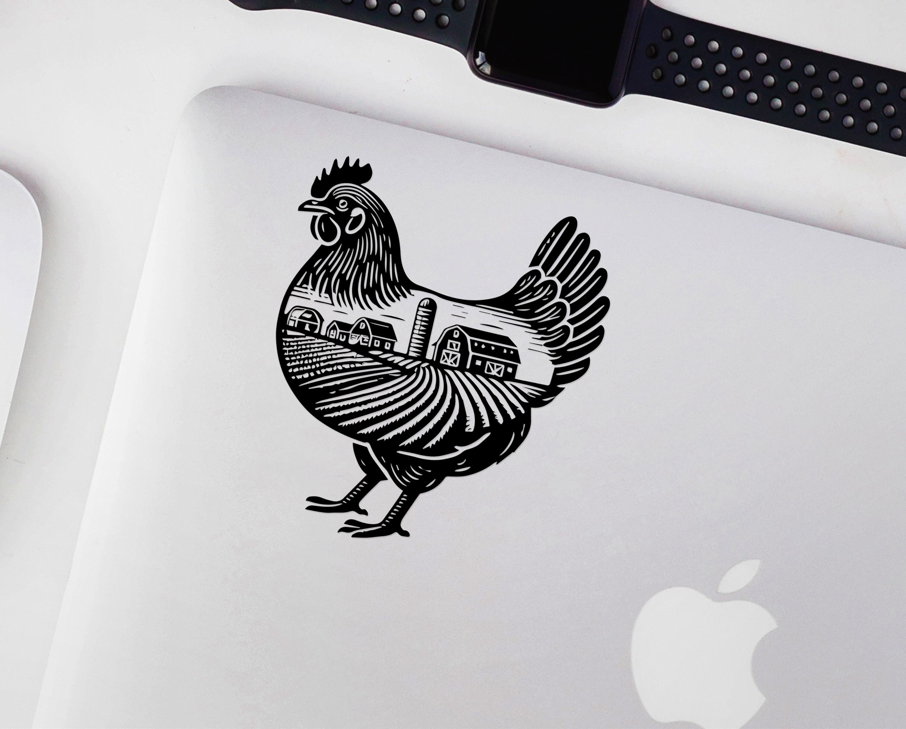 Chicken Farm Scene Cut File | Rooster Graphic Wall Art Silhouette ...