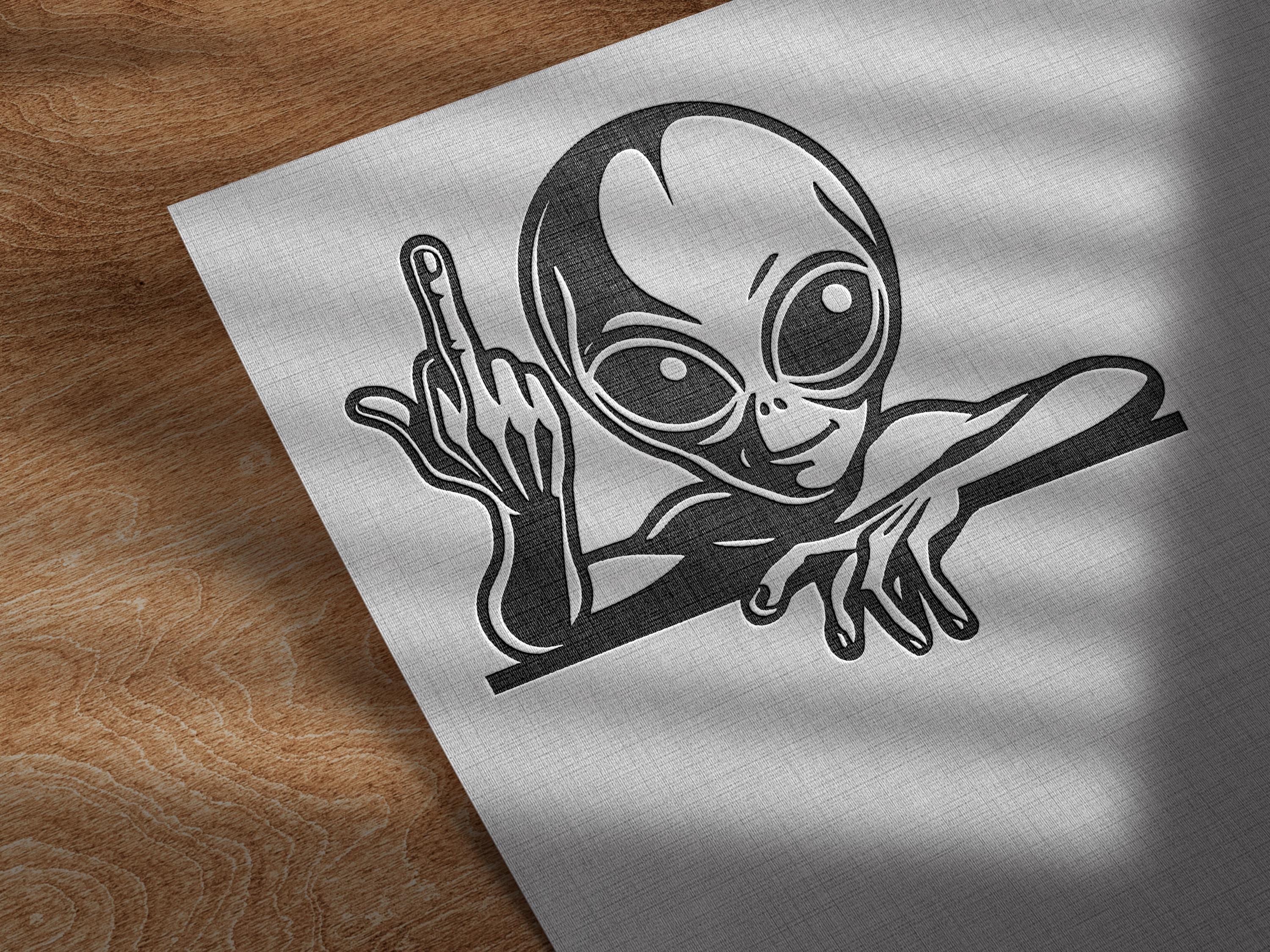Peeking Alien Middle Finger | Alien Flip off Vector Graphic Laser File ...