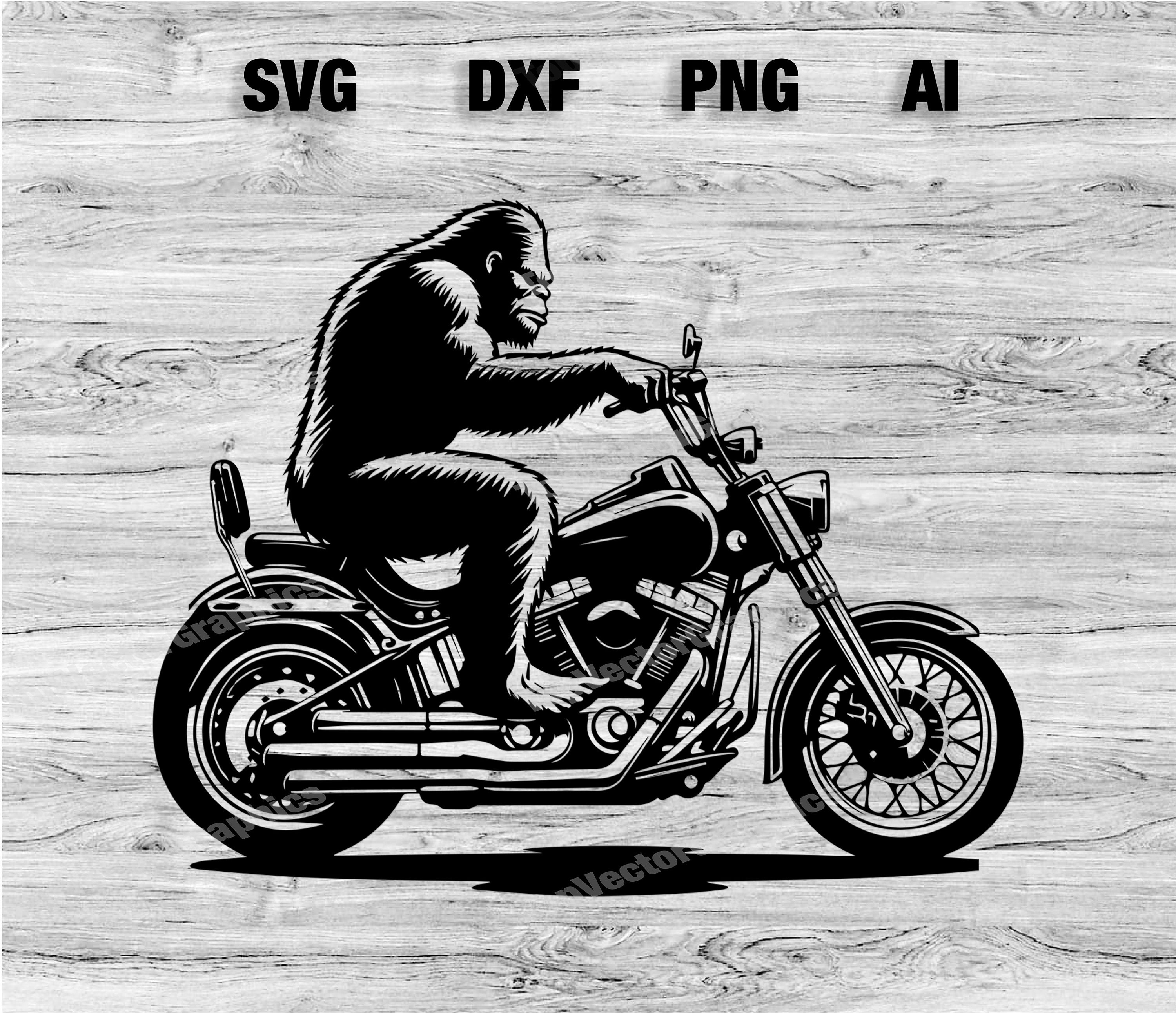 Bigfoot Riding Motorcycle Cut Files | Bigfoot Harley Vector Silhouette ...