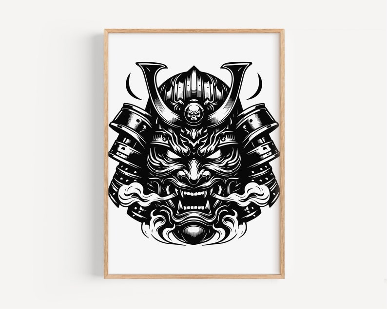 Vintage Samurai Face Mask Cut Files | Samurai Mask Vector Silhouette ...