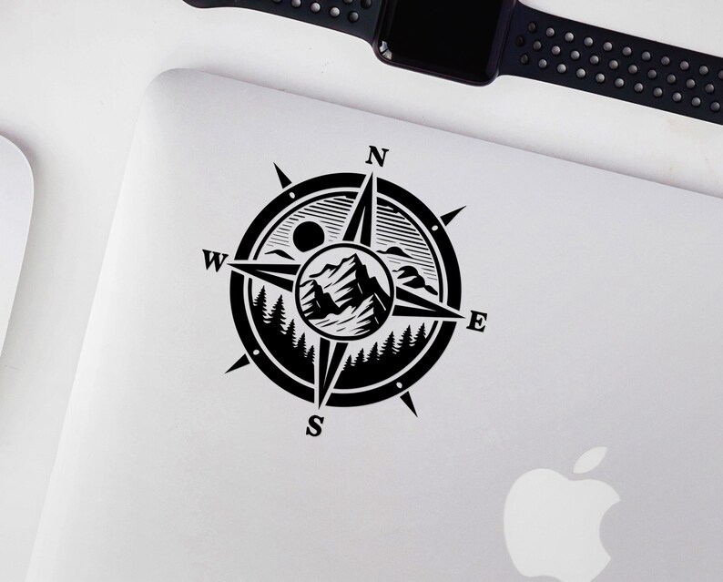 Compass Mountain Cut File Outdoor Compass Rose Vector Graphic ...