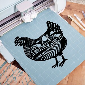 Chicken Farm Scene Cut File | Rooster Graphic Wall Art Silhouette ...