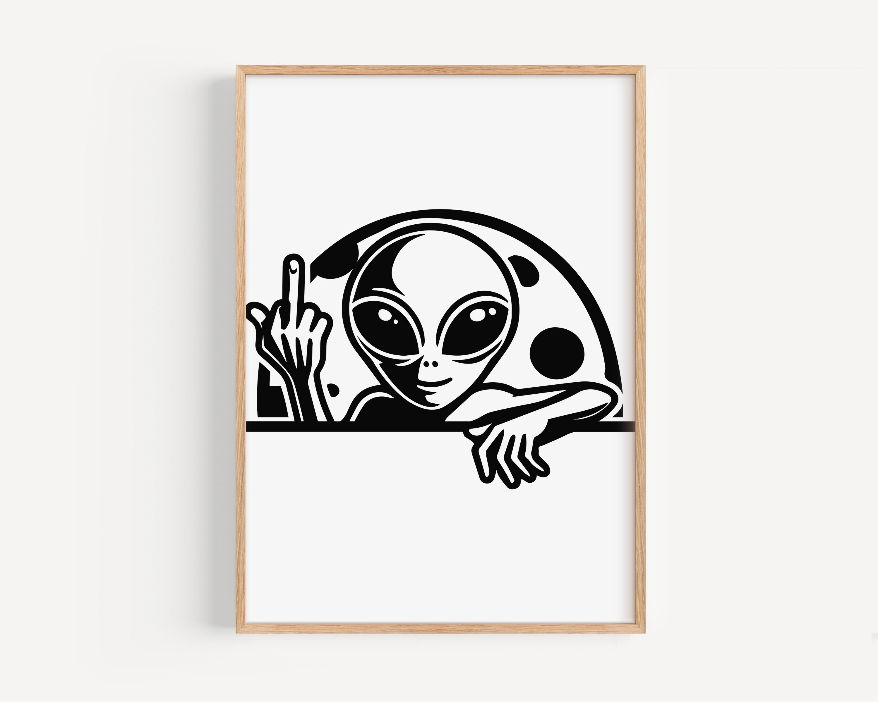 Peeking Alien Middle Finger | Alien Flip off Vector Graphic Laser File ...