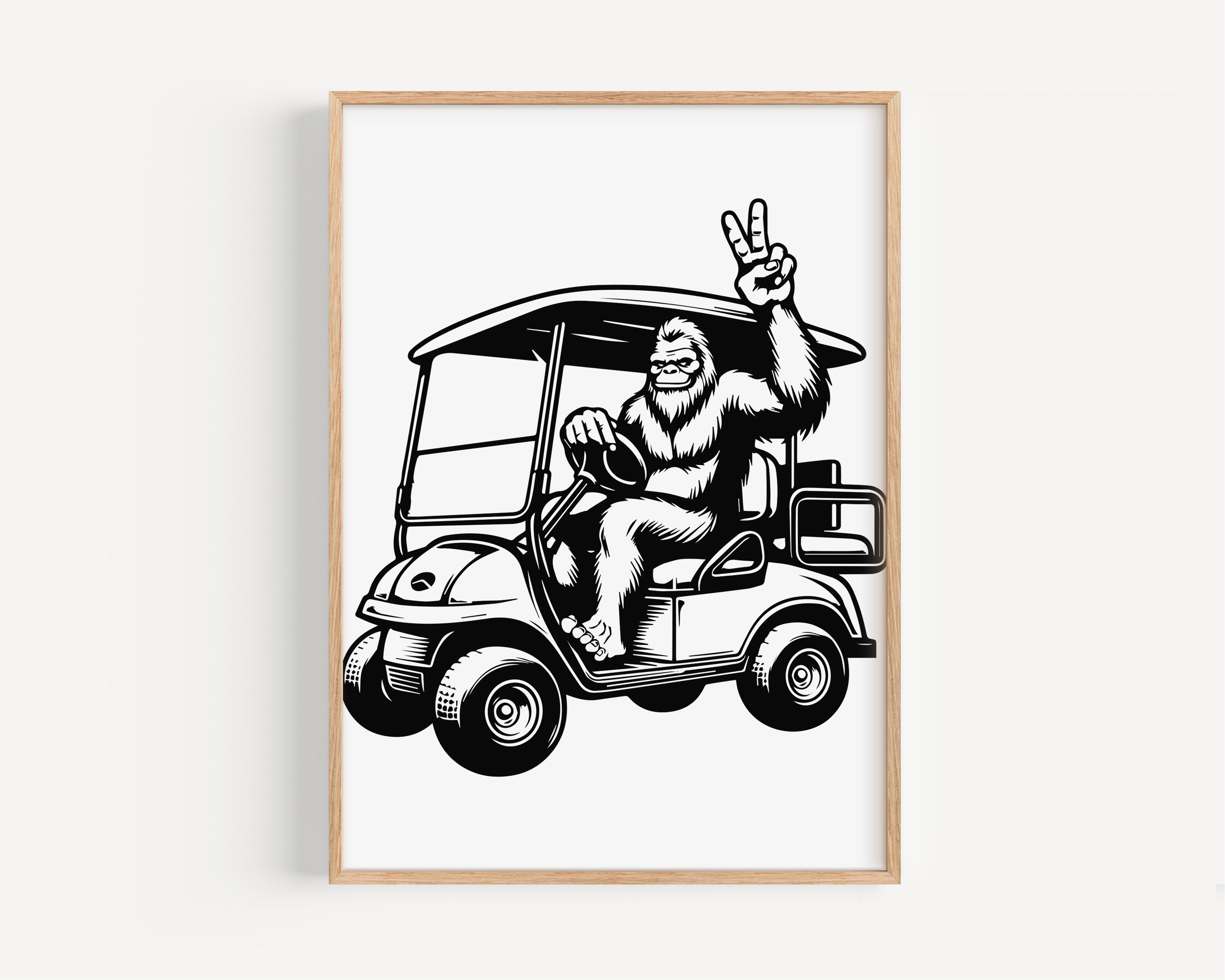 Bigfoot Riding Golf Cart Cut Files | Bigfoot Golfing Vector Silhouette ...