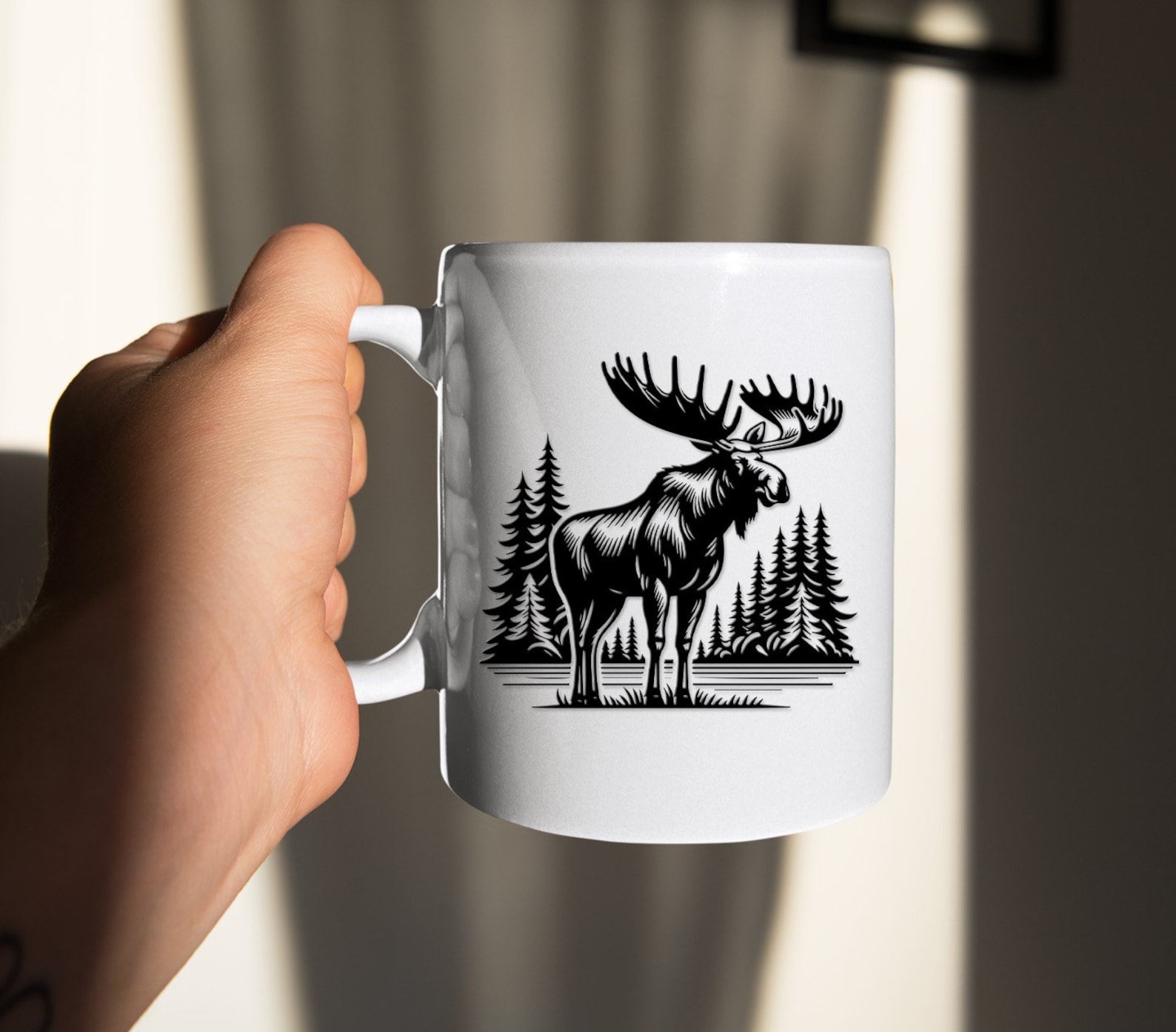 Moose Nature Scene Cut Files | Moose Tree Scene Vector Graphic ...