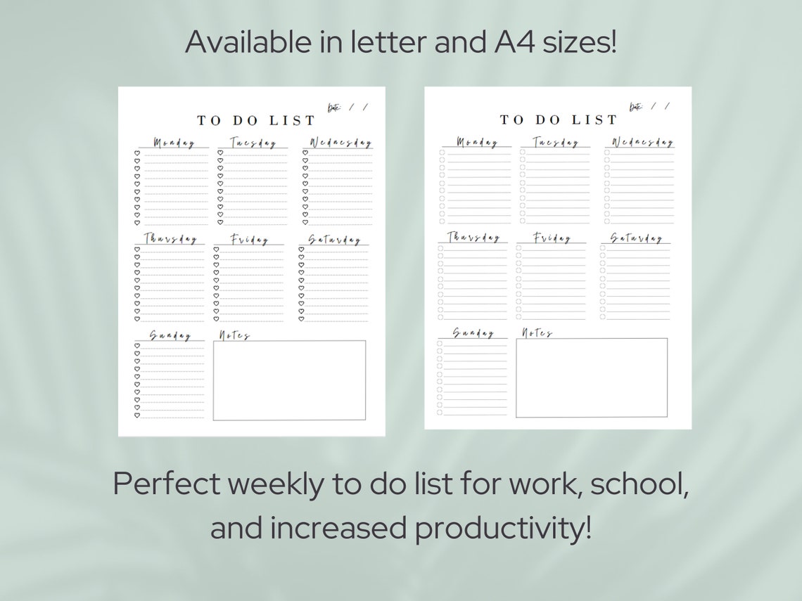 Weekly to Do List, Minimal to Do List, Digital Planner, Productivity ...