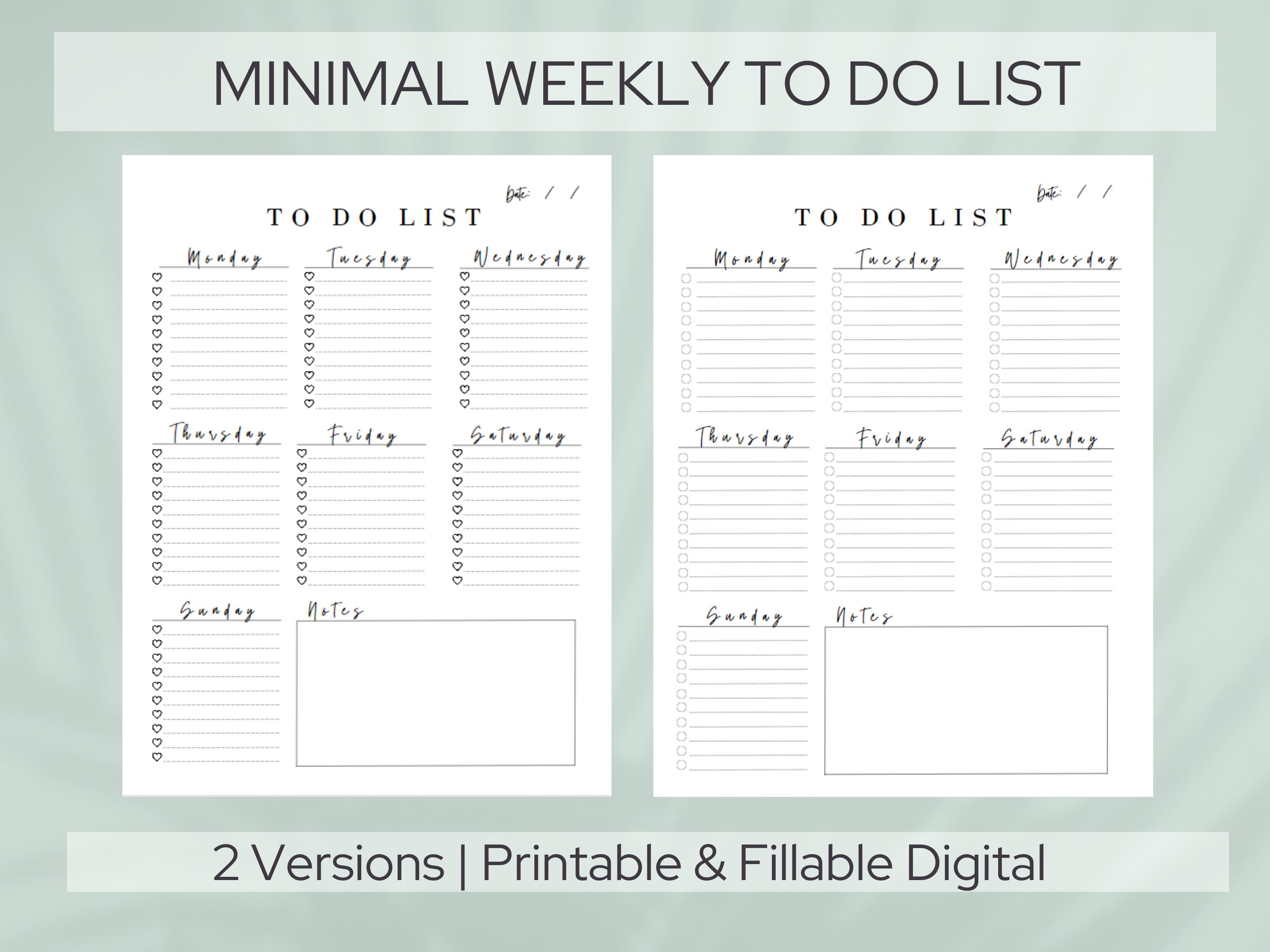 Weekly to Do List, Minimal to Do List, Digital Planner, Productivity ...