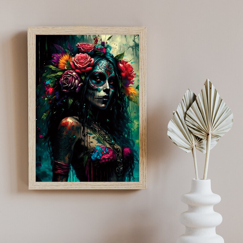 Multicolored La Catrina Poster La Calavera De La Catrina Dia De Muertos ...