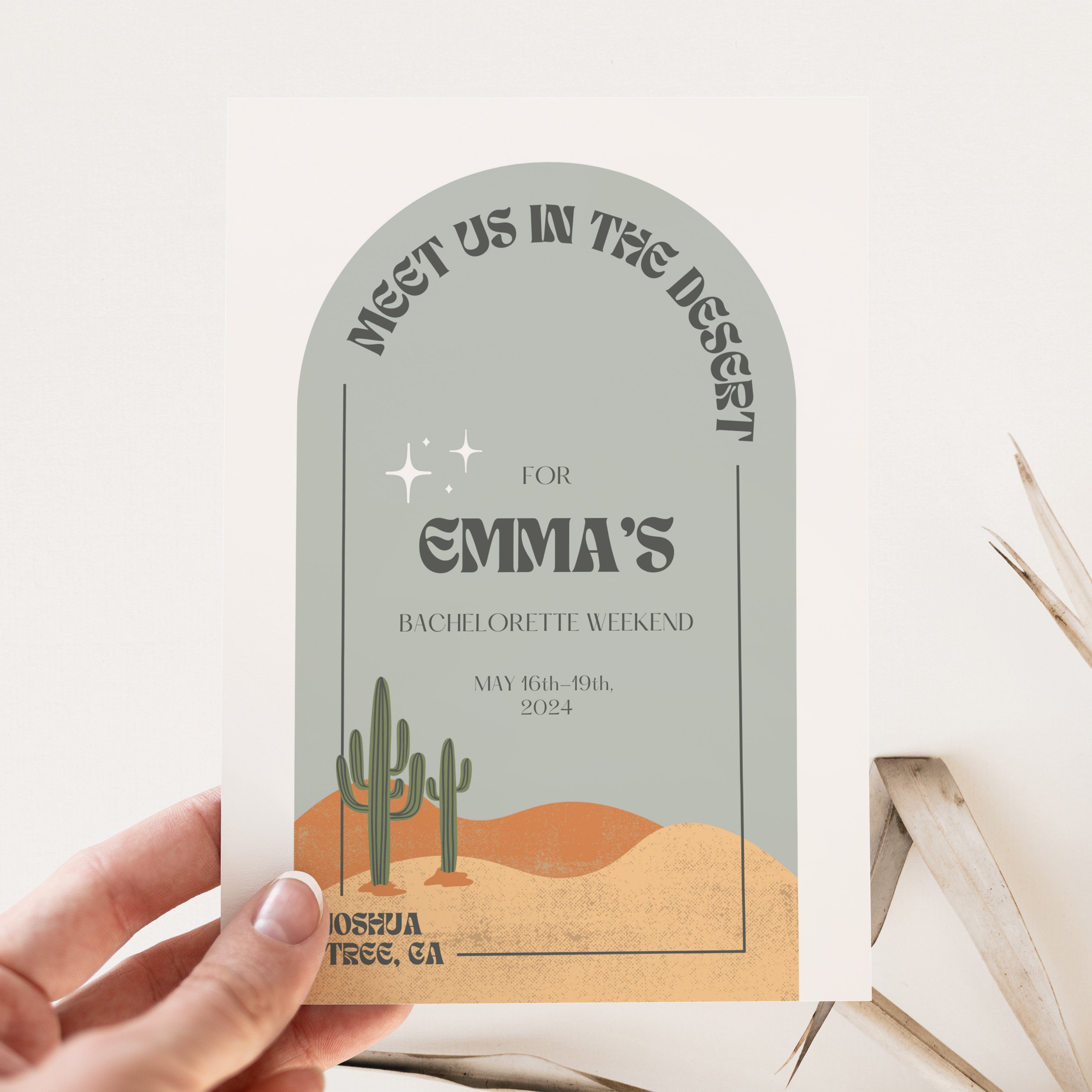 Meet Us in the Desert Arched Boho Desert Bachelorette Party Invitation ...