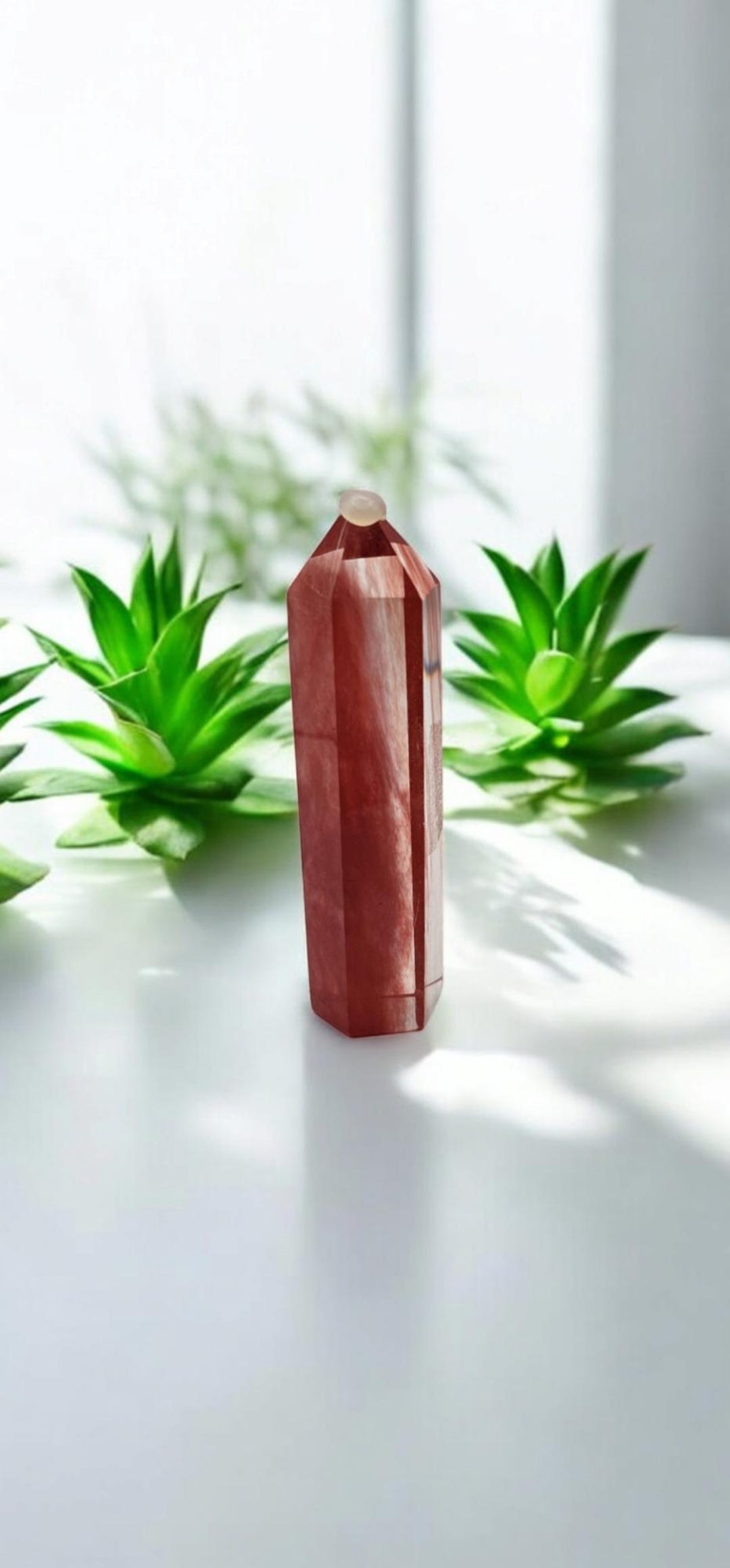 Small Red Smelt Quartz Crystal Tower for Healing & Meditation, Natural ...