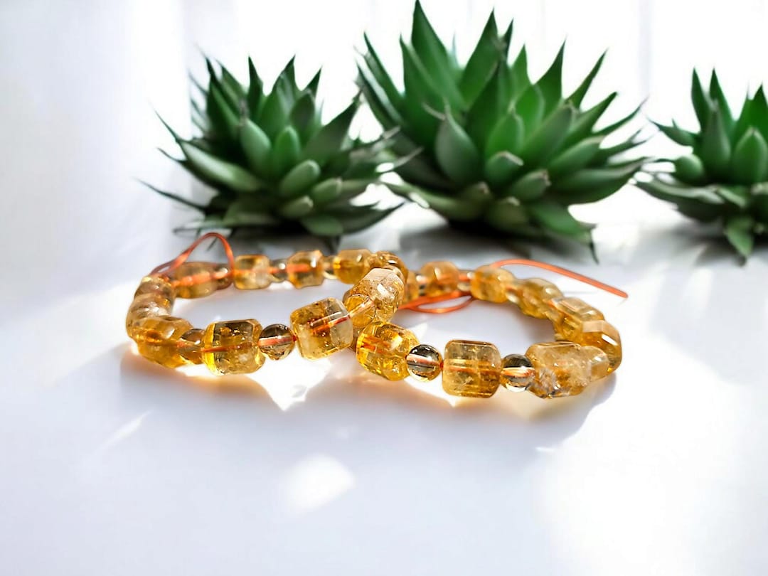 Citrine Hexagon Prism Barrel Bead 10mm – Natural Gemstone for Jewelry ...